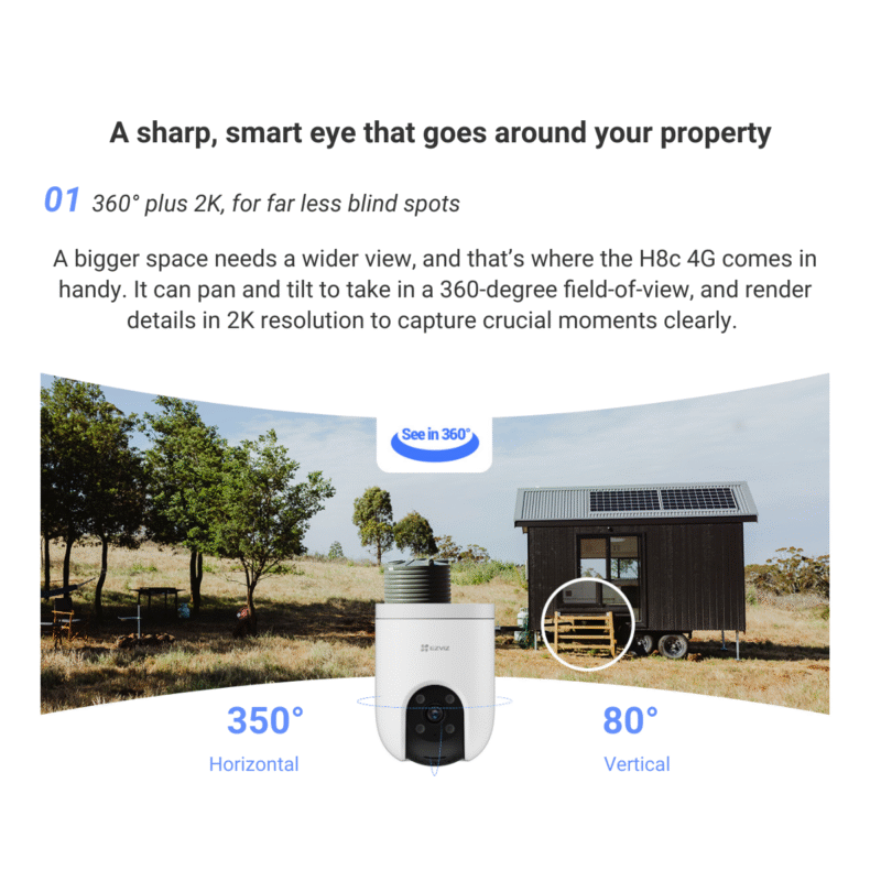 EZVIZ H8c 4G SIM Card 2K Pan & Tilt Outdoor IP CCTV Camera - IROYAL